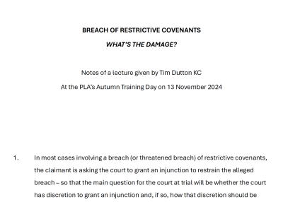 Dutton KC, Tim, Maitland Chambers (13.11.24) Breach of restrictive ...